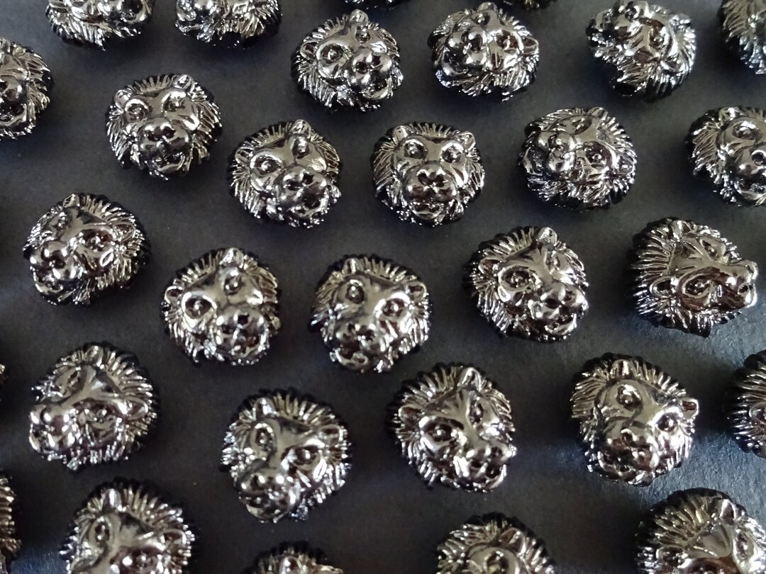 10 PACK 12x13mm Lion Head Metal Beads, Gunmetal, Drilled Metal Lions ...