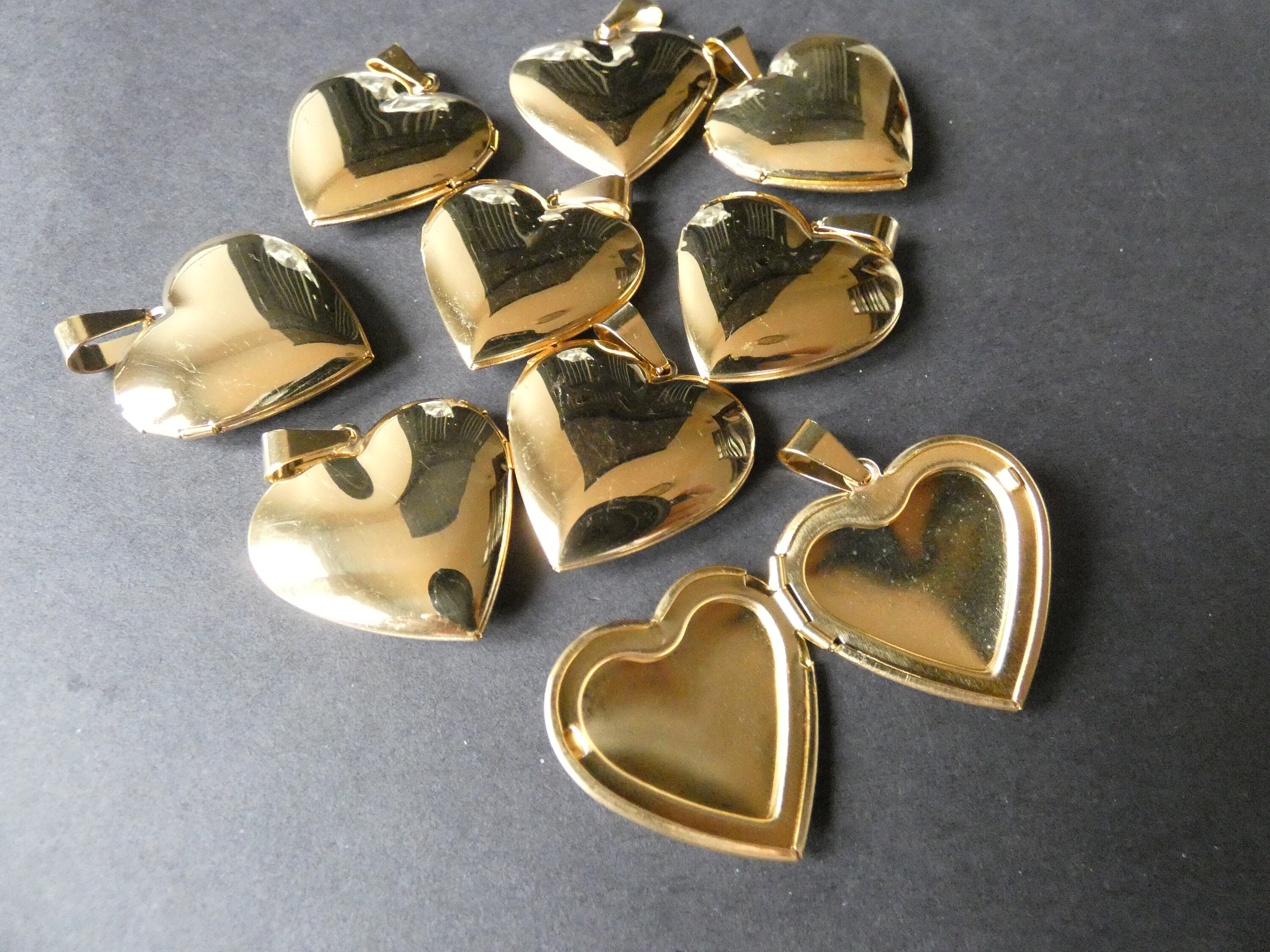 Stainless Steel Heart Locket Pendant, 29mm Heart Pendant, Metal Focal ...