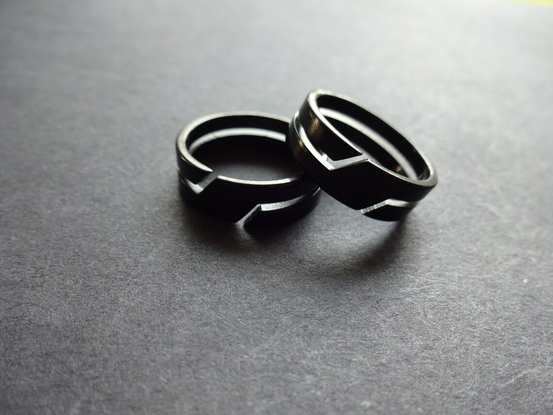 Modern Black Stainless Steel Ring Geometric Style Size 7-11 - Etsy
