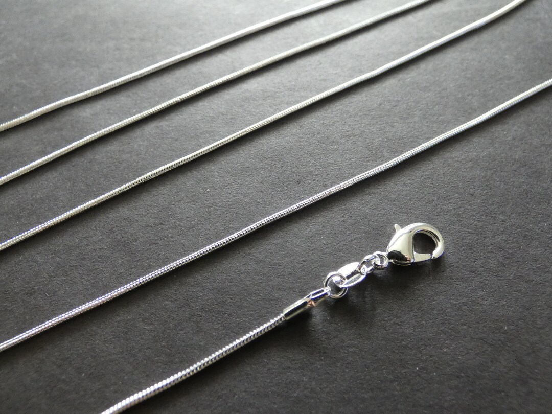 Brass 18 Inch Snake Chain Necklace With Clasp, 1mm Wide Chain, Silver ...