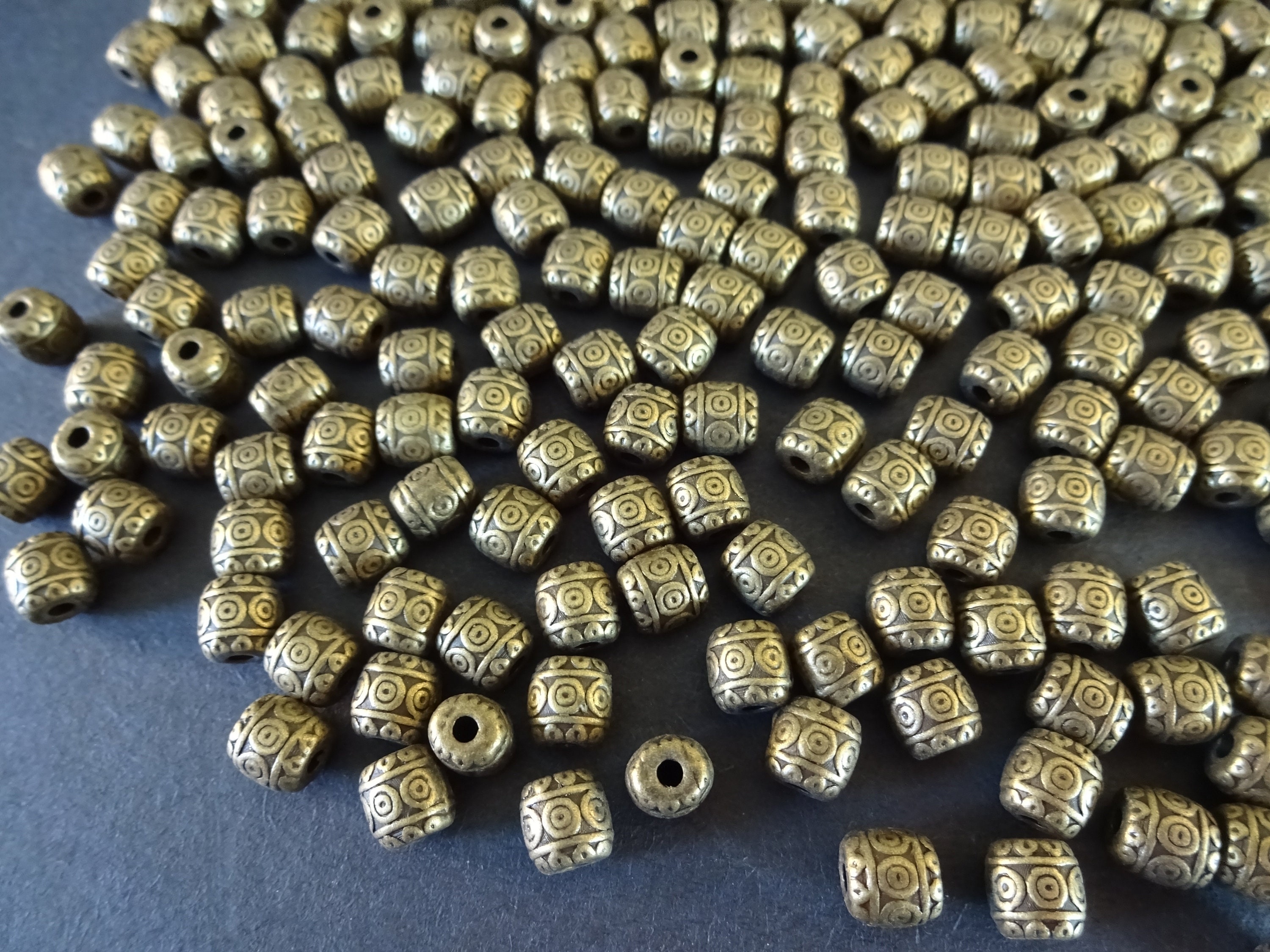 50 Pack of 6mm Barrel Beads, European Style Metal Bead, Metal Barrel ...