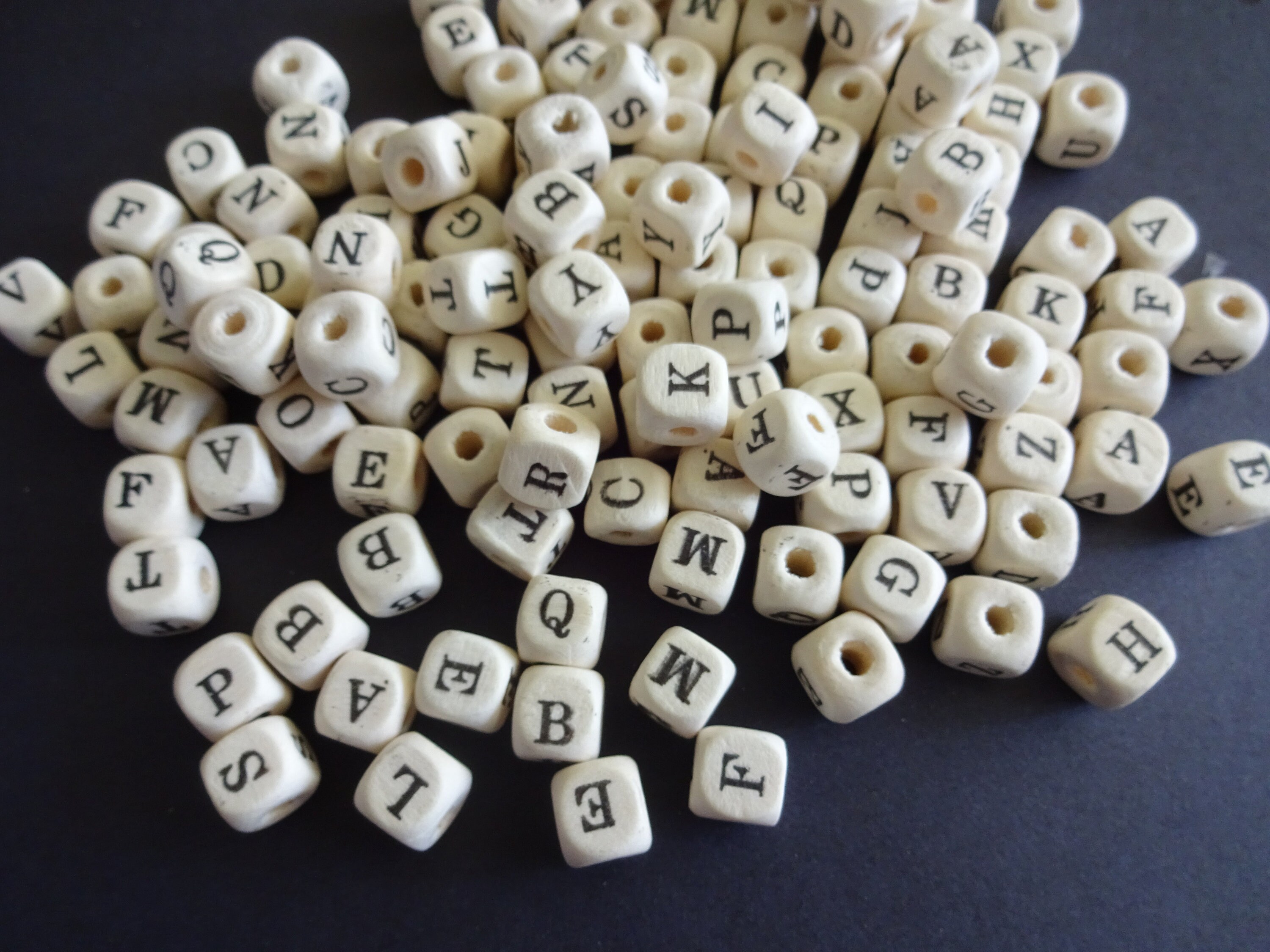 10mm Wood Letter Beads Cube Bead Alphabet Bead Beige Black Bead 10mm Wood Letter Beads Cube Bead Alphabet Bead Beige Black Bead