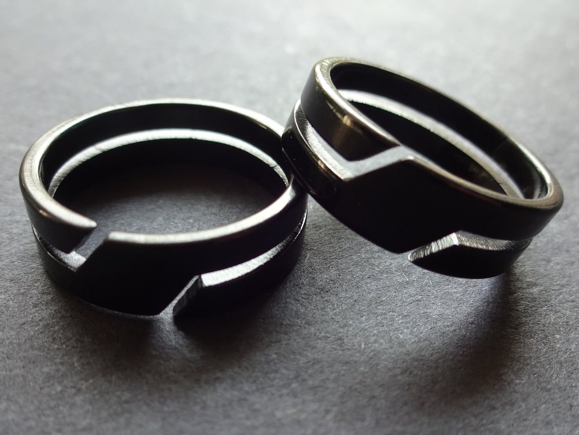 Modern Black Stainless Steel Ring Geometric Style Size 7-11 - Etsy