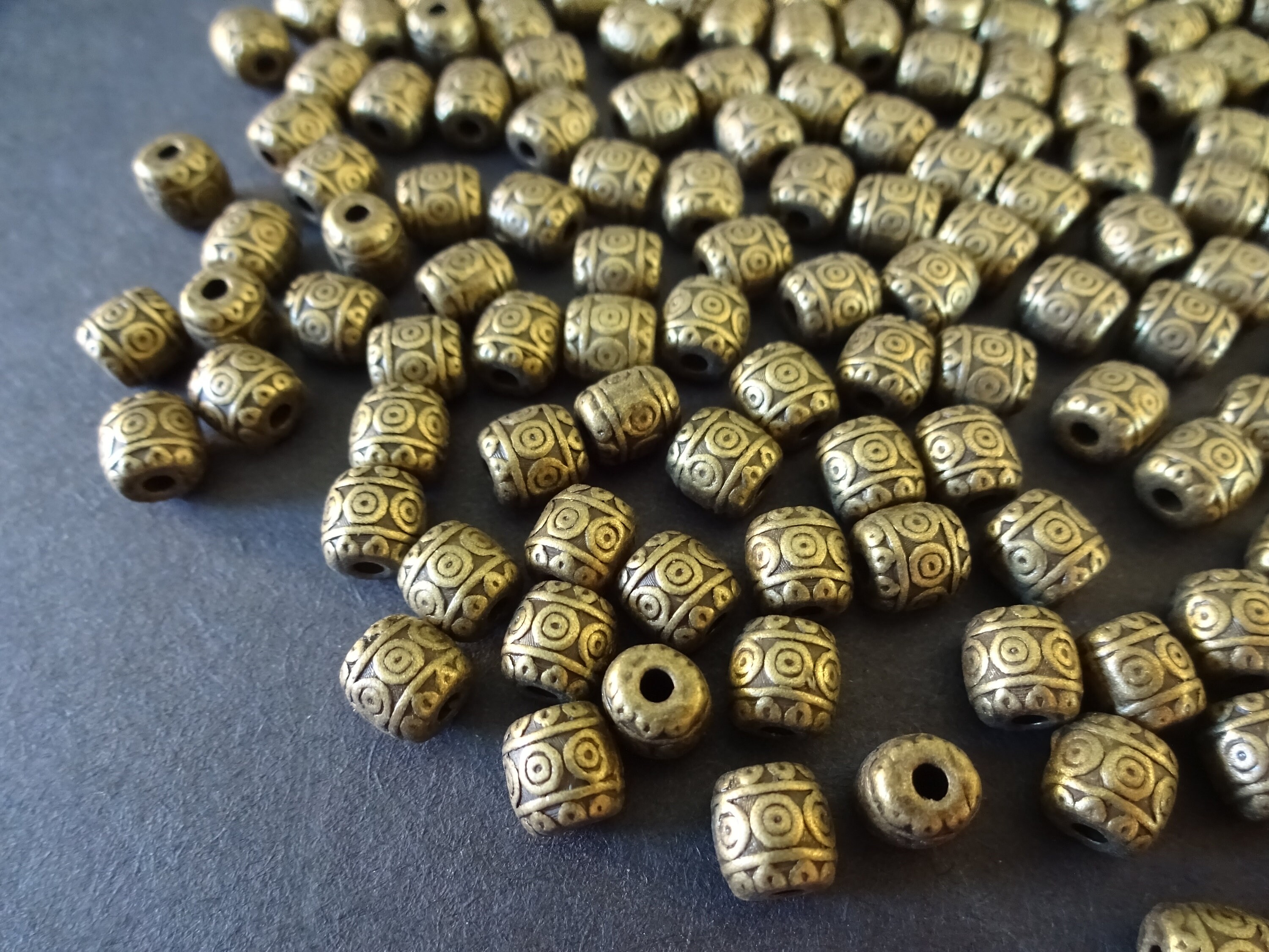 50 Pack of 6mm Barrel Beads, European Style Metal Bead, Metal Barrel ...