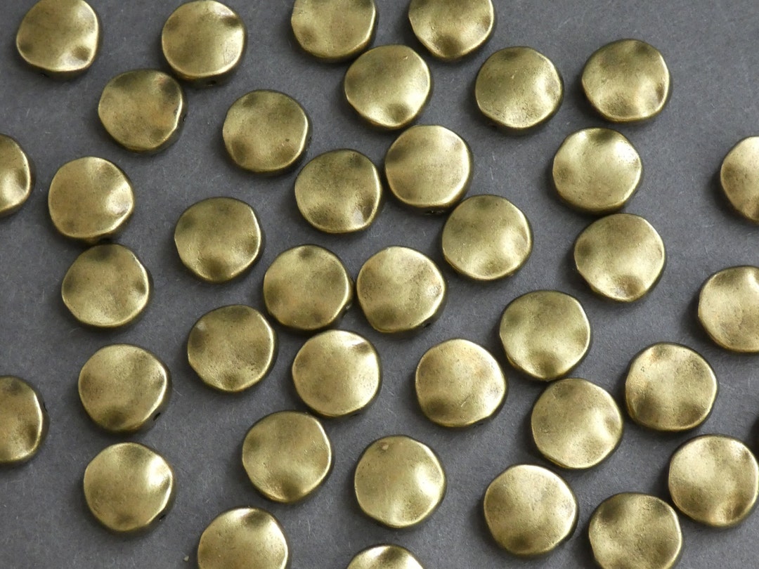 20 PACK of 12mm Flat Round Wavy Beads, Tibetan Style Metal Bead, Metal ...