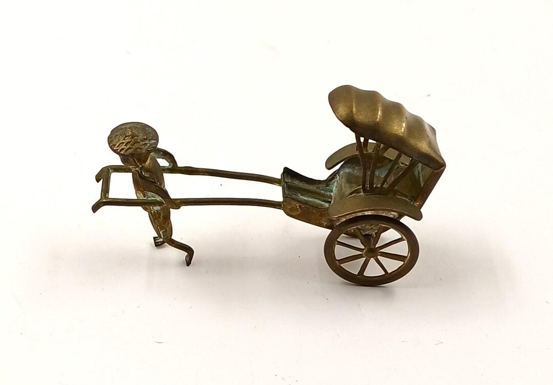 Asian Japanese Solid Silver Rickshaw Figurine Wheels Work Intricate ...