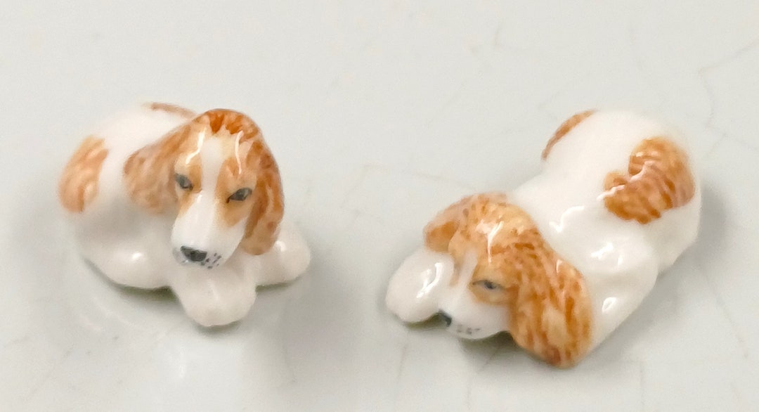 Cavalier King Charles Spaniel Figurine Set of 2 Ceramic SIGNED ...