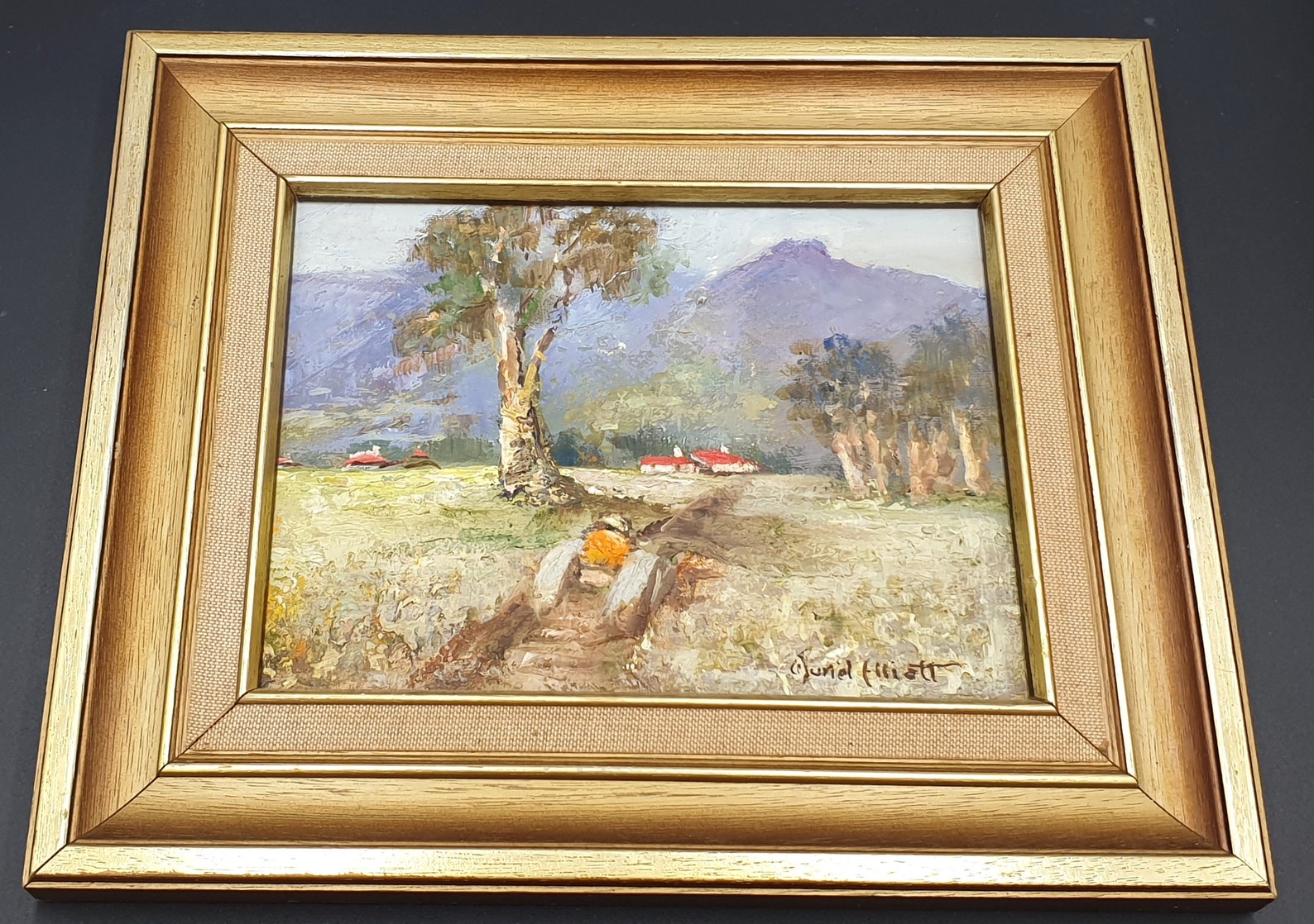 Mini Vintage Oil Painting, Signed Elliott Oil Painting Original ...