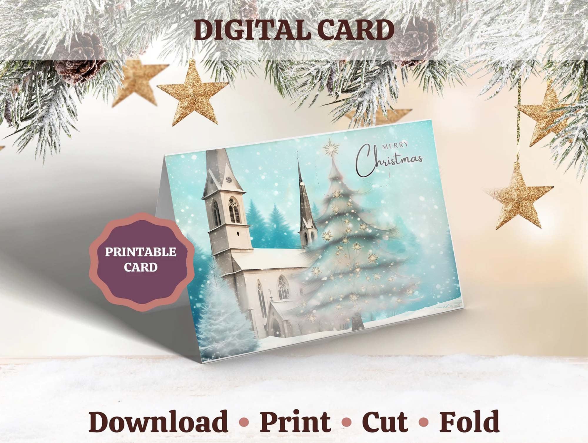 Printable Christmas Card, Digital Download Printable, Merry Christmas ...