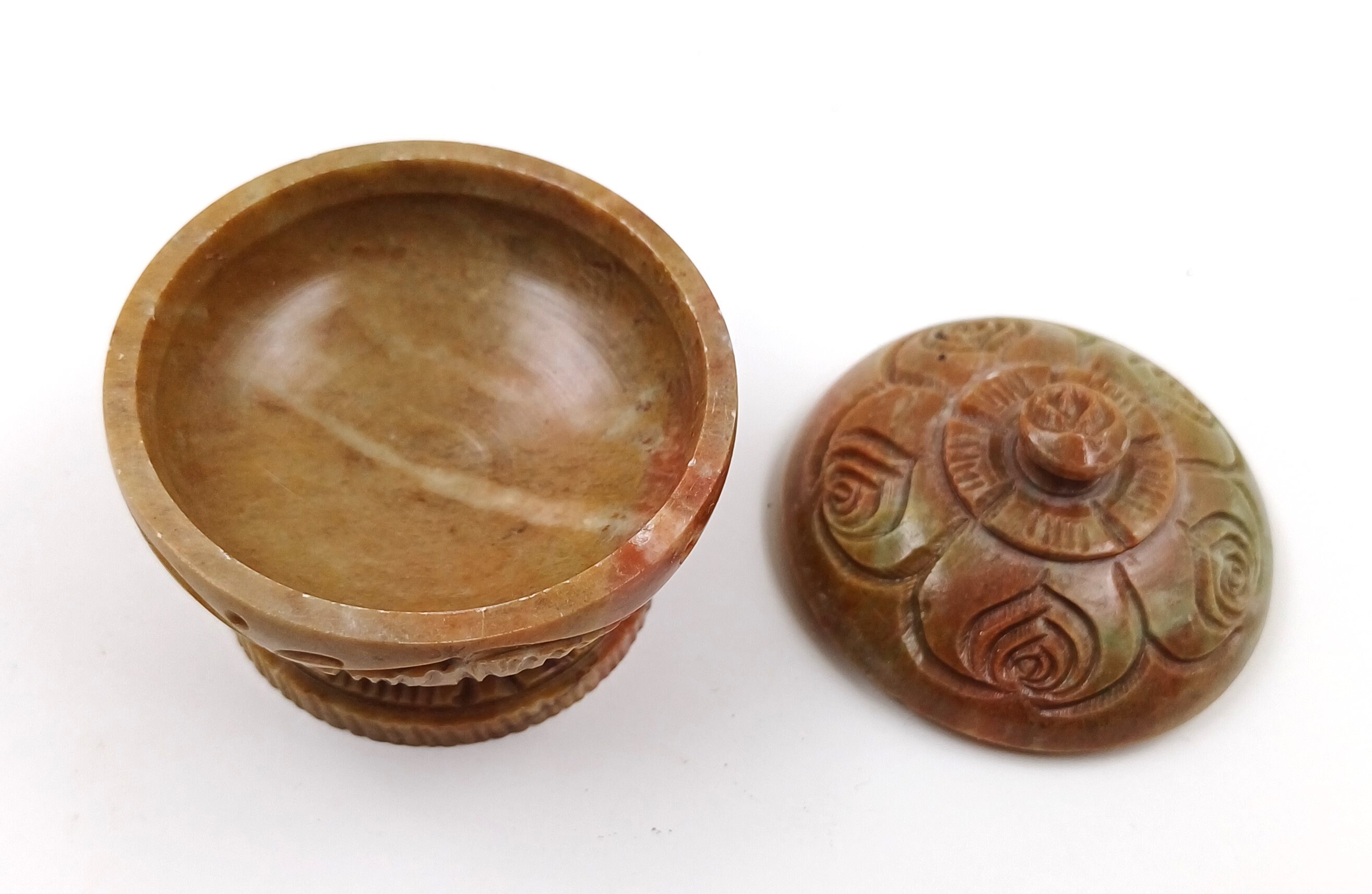 VINTAGE Stone Trinket Small Jewellery Hand Carved Box Made From Stone ...