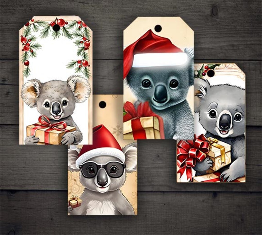 DIGITAL Printable Vintage KOALA Australian Christmas Gift Tags ...