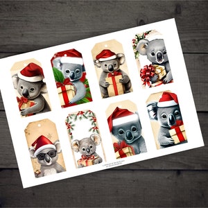 DIGITAL Printable Vintage KOALA Australian Christmas Gift Tags ...