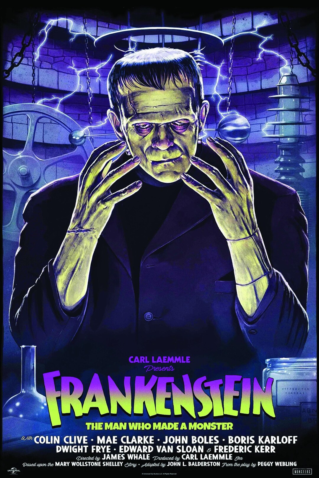 HE LIVES Frankenstein Movie Poster Art Print | Monster Wall Décor ...