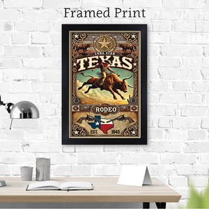 TEXAS RODEO POSTER Art Print | Western Wall Art | Cowboy Western Wall ...