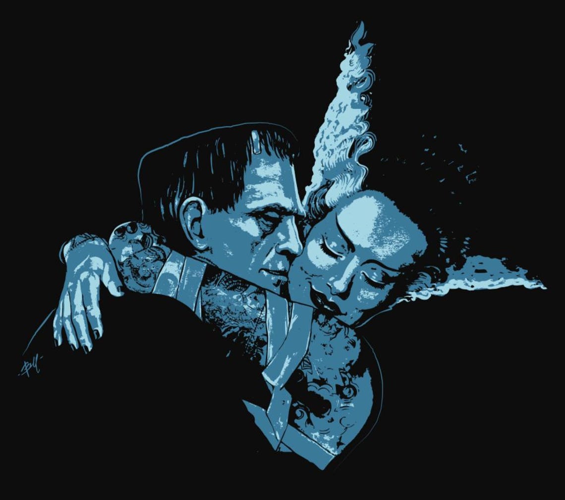 UNDYING LOVE Frankenstein and Bride of Frankenstein Girls Racerback ...