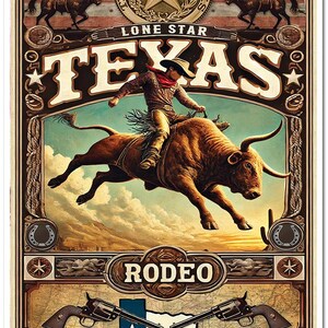 TEXAS RODEO POSTER Art Print | Western Wall Art | Cowboy Western Wall ...
