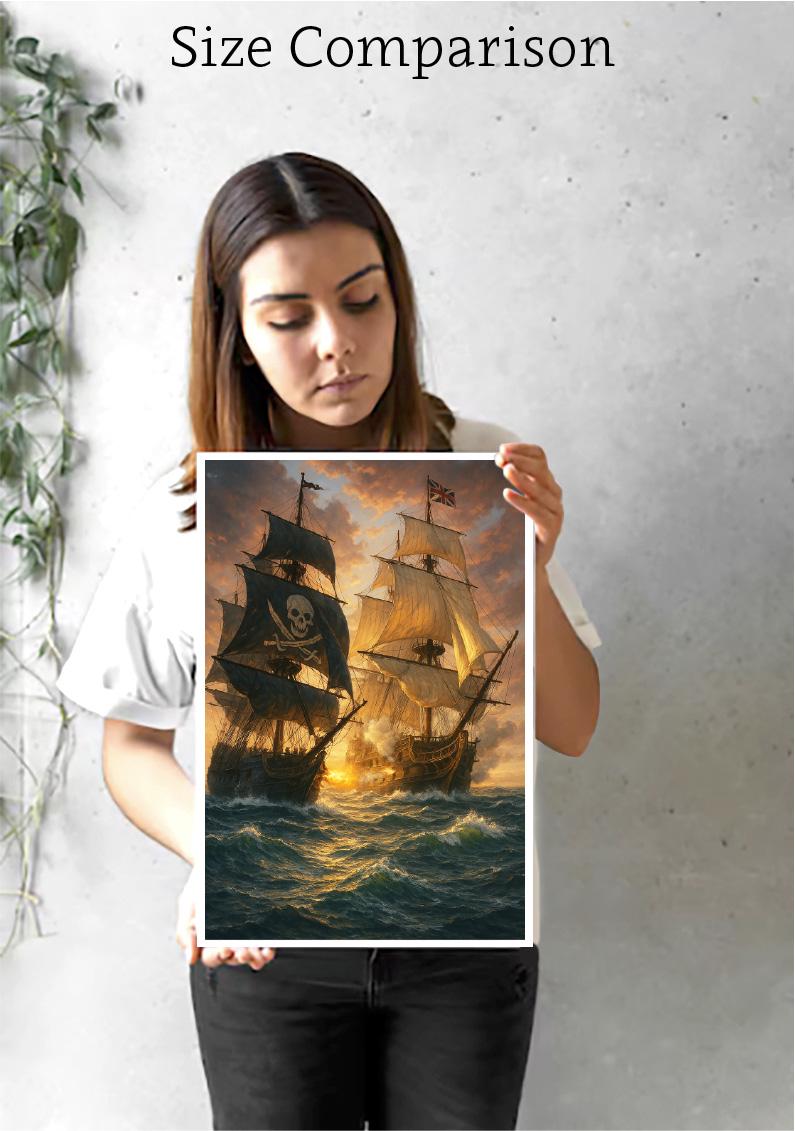 SEA BATTLE Fantasy Art Print | Pirate Ship Art | Spanish Galleon Decor ...