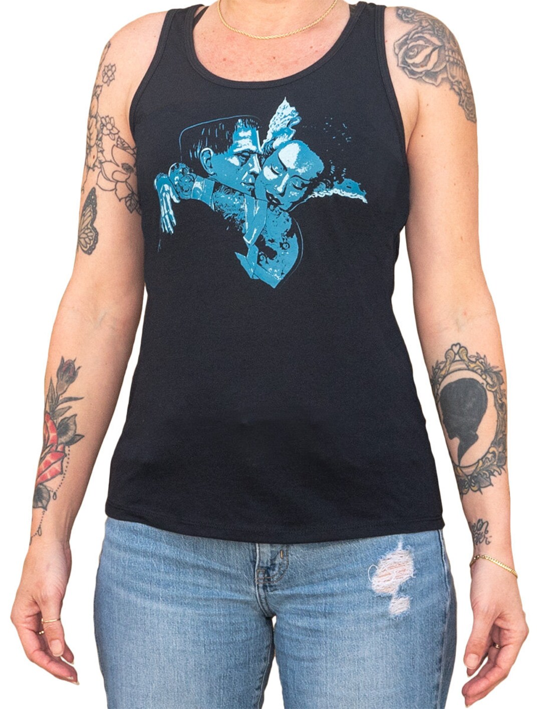 UNDYING LOVE Frankenstein and Bride of Frankenstein Girls Racerback ...