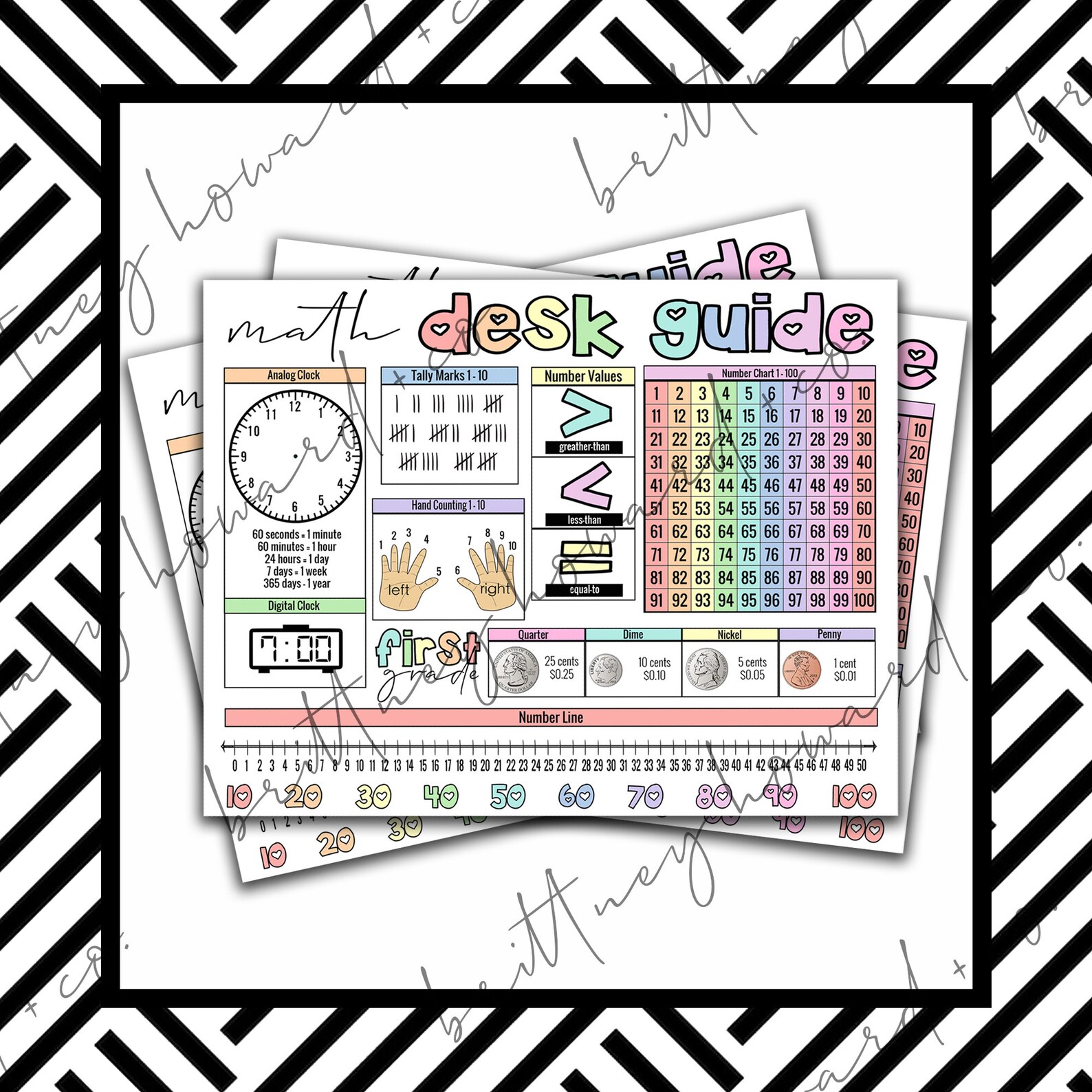 First Grade Math Desk Guide | Etsy