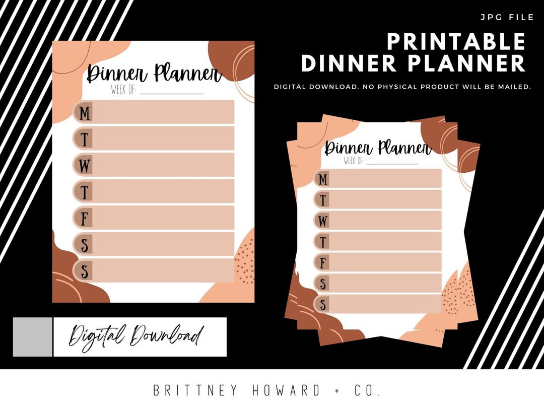 Weekly Dinner Meal Planner Printable - Etsy