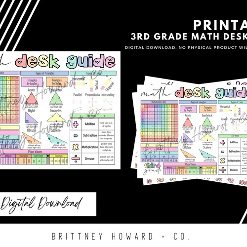 Third Grade Math Desk Guide - Etsy
