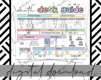First Grade Math Desk Guide | Etsy