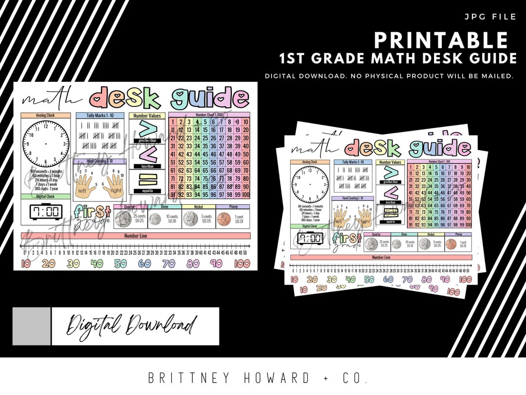 First Grade Math Desk Guide - Etsy
