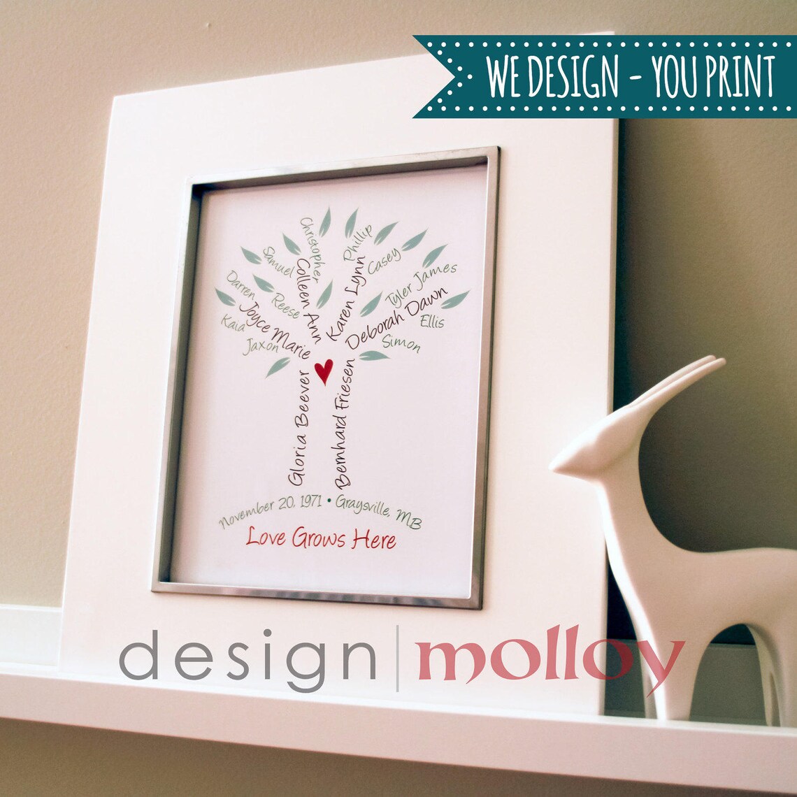 Personalized Family Tree PRINTABLE, Personalized Family Tree Wall Art ...