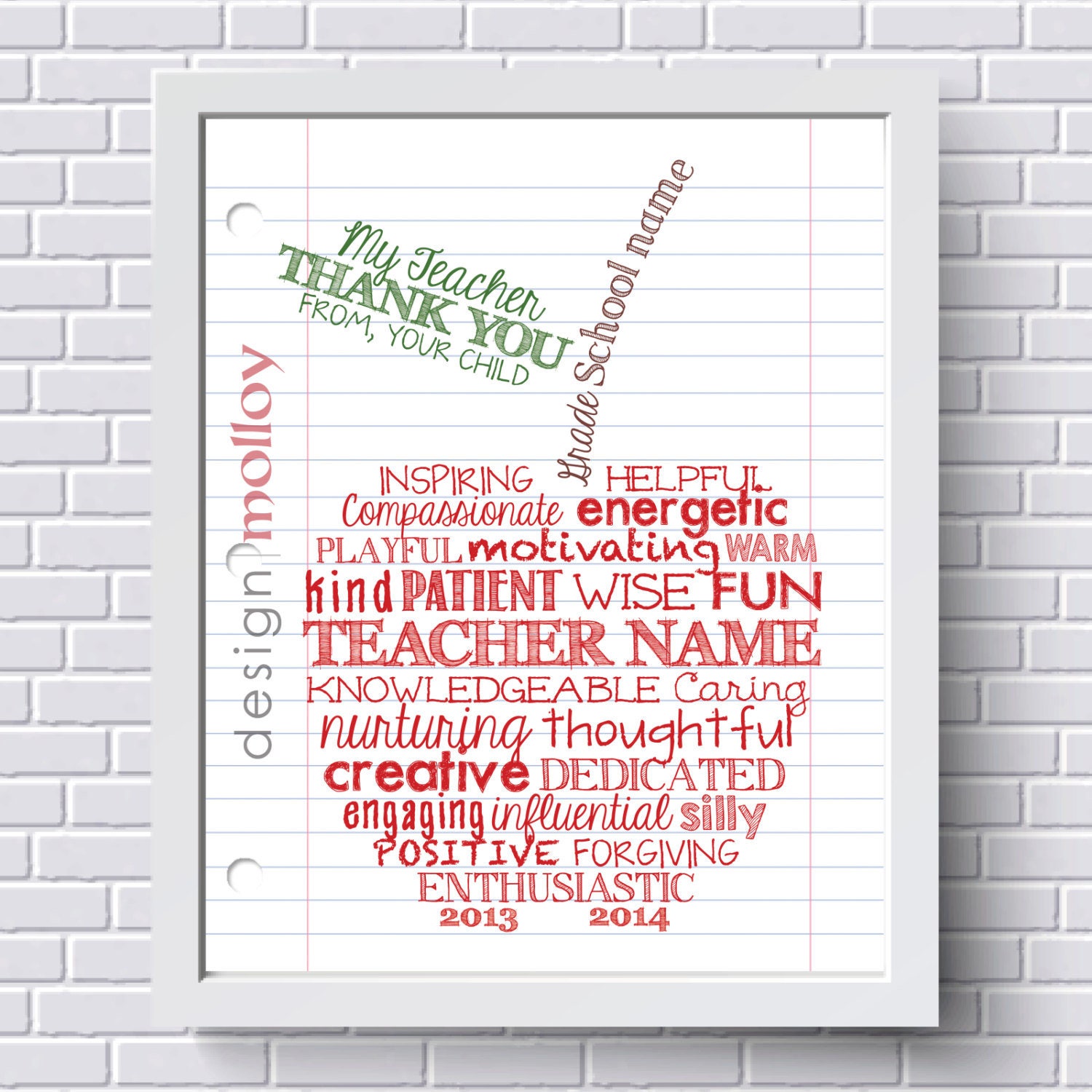 Digital Teacher Appreciation Gift Printable Teacher Gift From Class End ...
