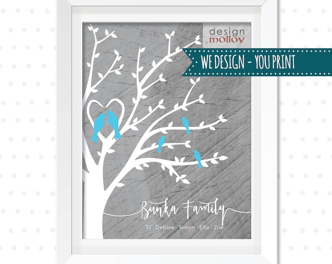 Digital Family Tree - Printable Family Tree, Gift for Grandparents ...