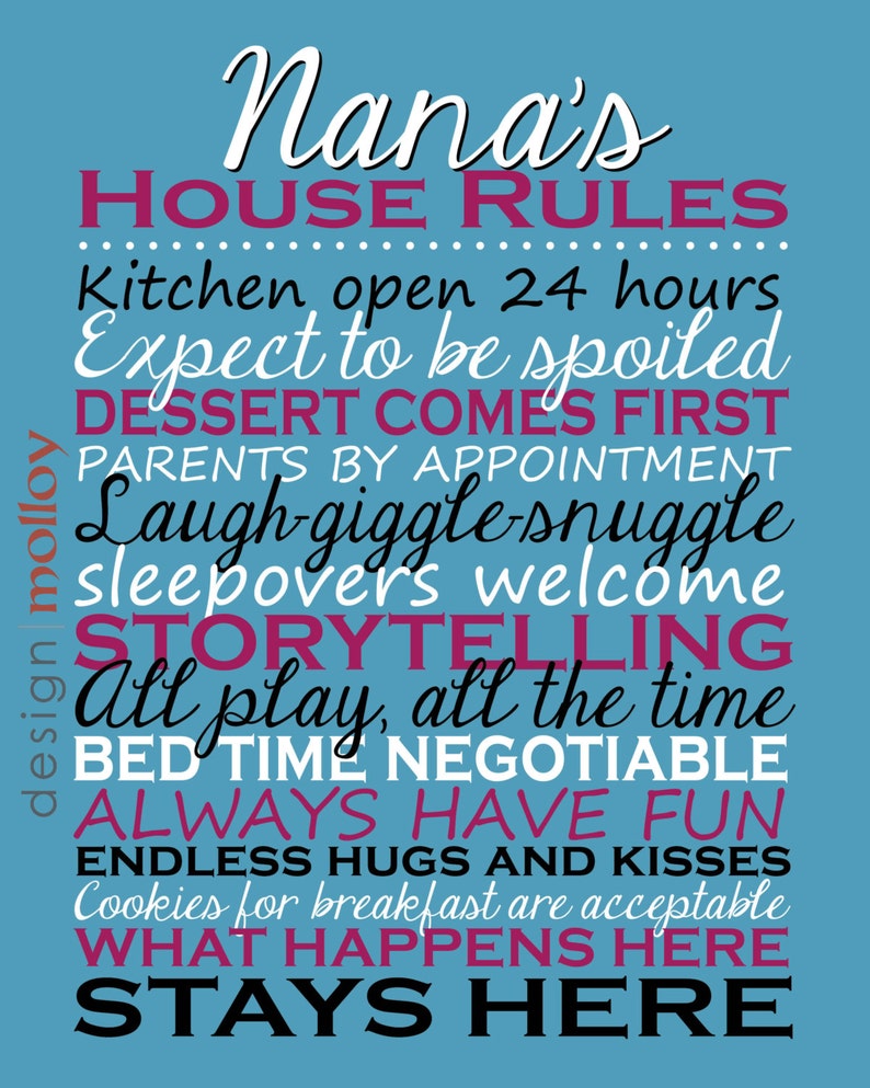 Family Rules - Gift From Grandchildren - House Rules Sign ...