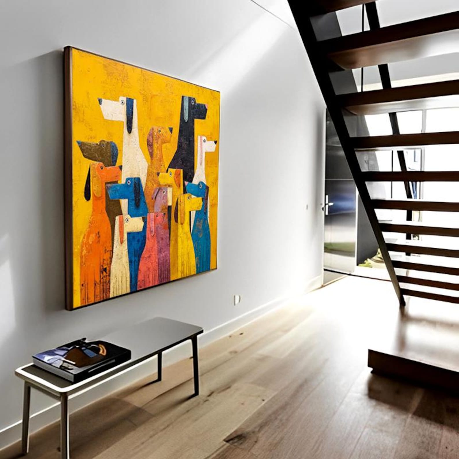 Hand-painted Abstract Animal Oil Painting, Cute Abstract Dog, Modern ...