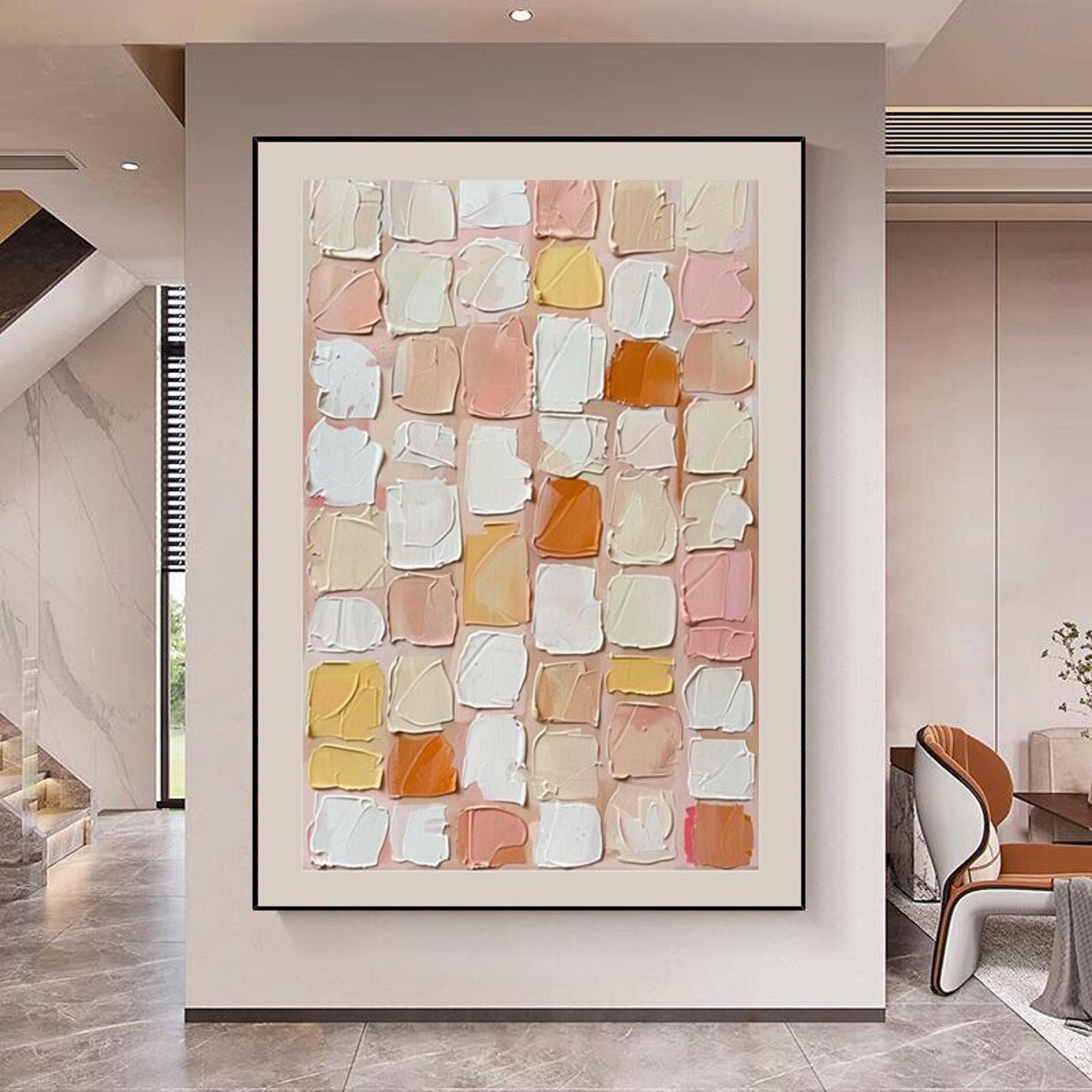 Modern Abstract Oil Painting With Irregular Textured Color Blocks ...
