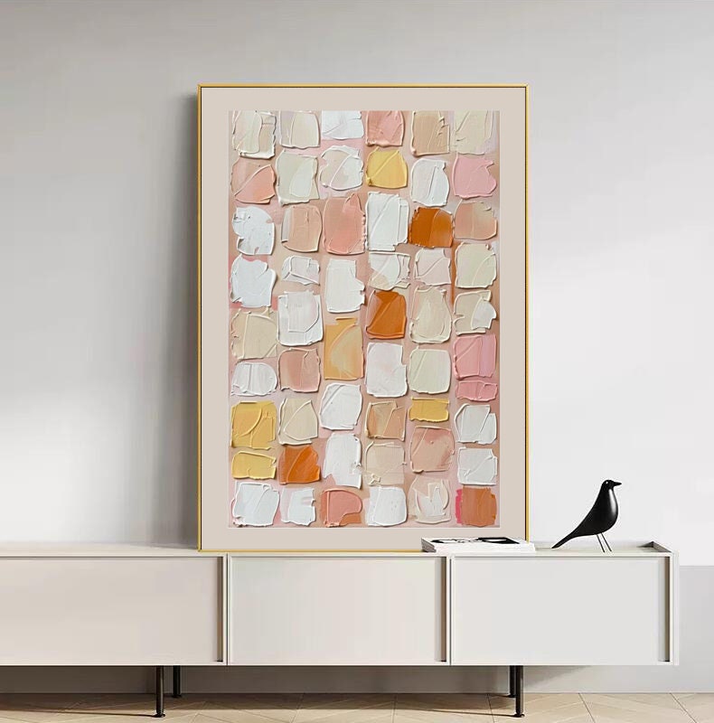 Modern Abstract Oil Painting With Irregular Textured Color Blocks ...