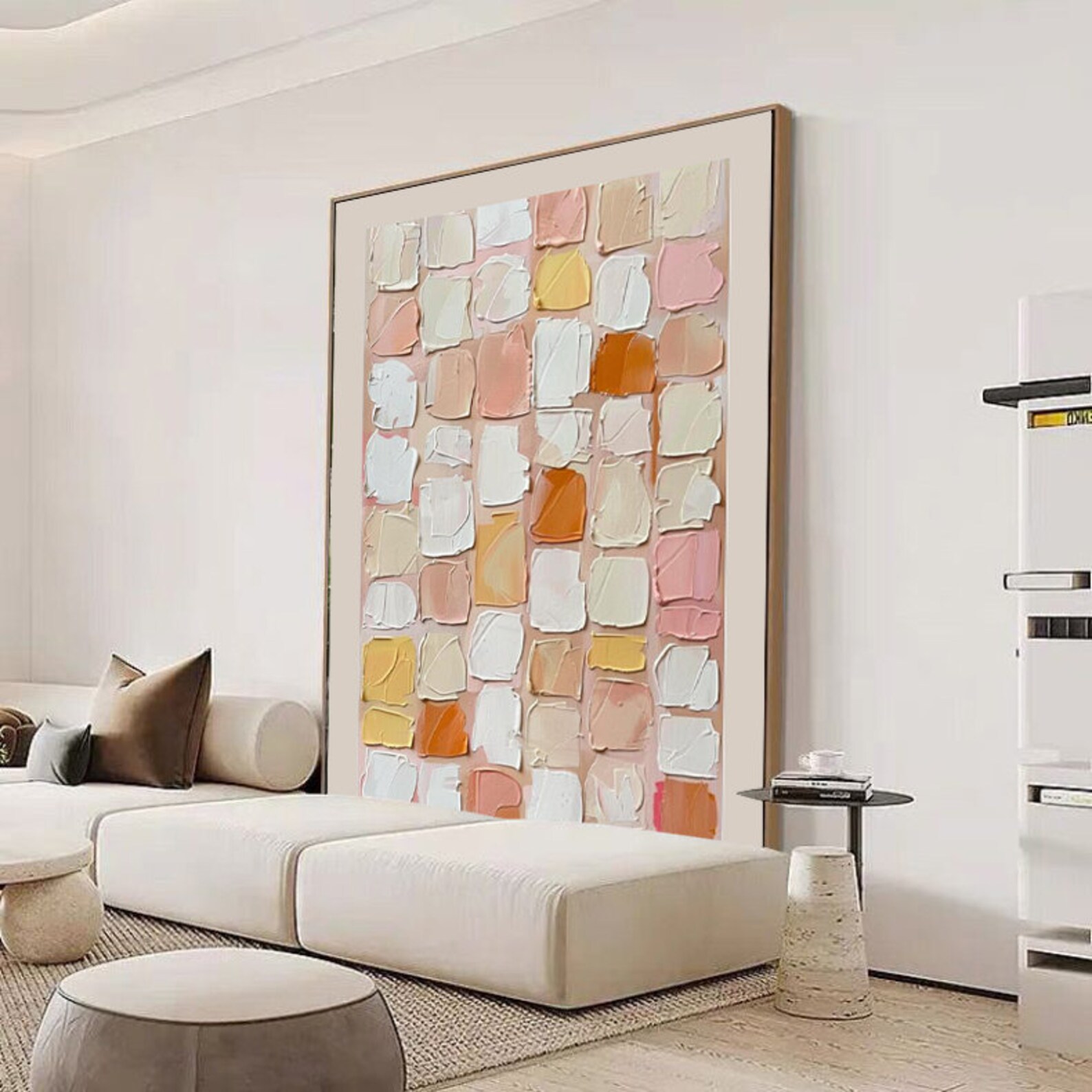 Modern Abstract Oil Painting With Irregular Textured Color Blocks ...