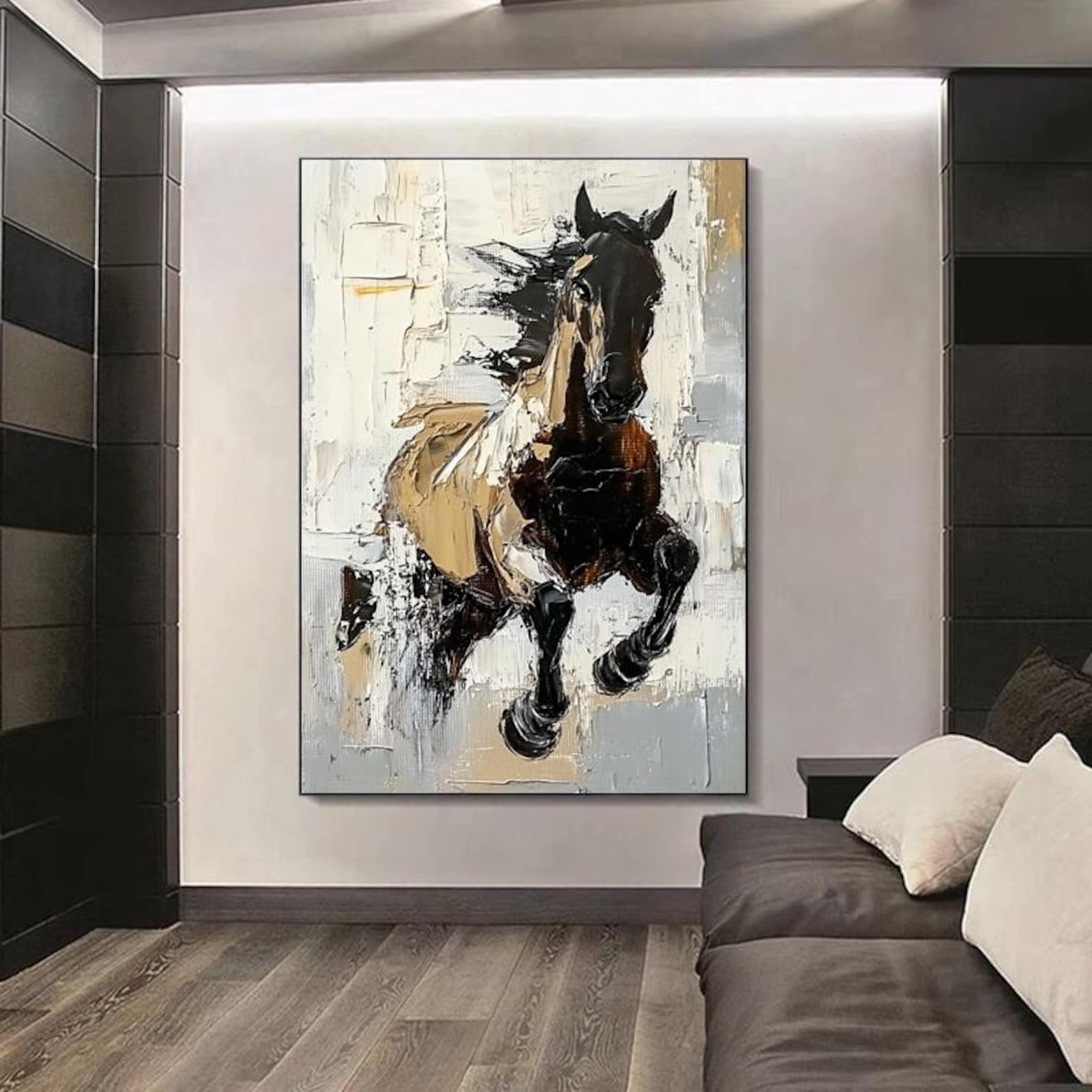 DUTY-FREE! Hand-painted Abstract Animal Oil Painting, Running Horse ...