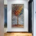 Abstract Tree Painting, Brown Trunk With Colorful Lines and Dots ...