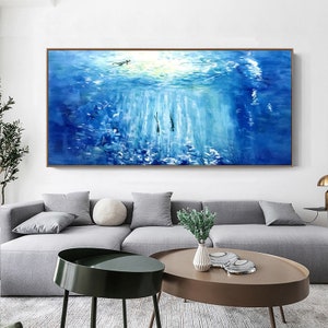 Oil Painting of Deep Sea Exploration With Blue Underwater Scenery - Etsy