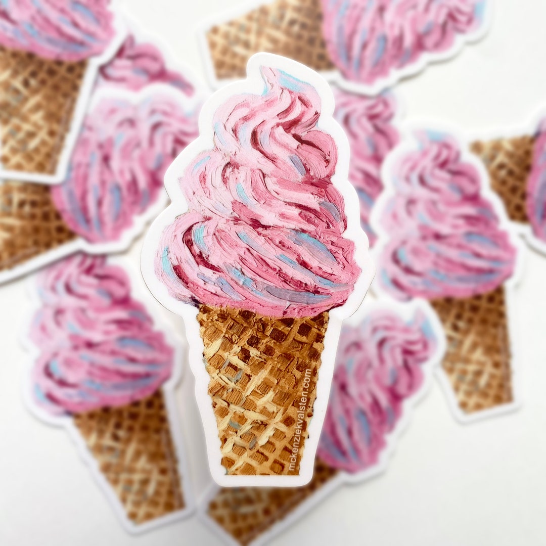 Ice Cream Cone Waterproof Vinyl Sticker - Etsy