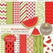 Watermelons Digital Papers and Clipart Summer Picnic Fruit | Etsy