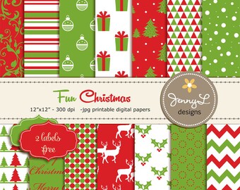 Christmas Digital Paper Kraft Christmas Papers Cardboard | Etsy
