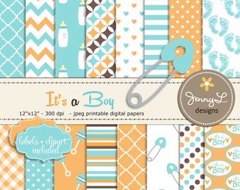 Baby Shower Digital papers Baby Girl Baptism Birth | Etsy