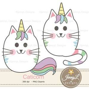 Caticorn Digital Papers, Cat Clipart, Unicorn Cat, Kittycorn, Catacorn ...