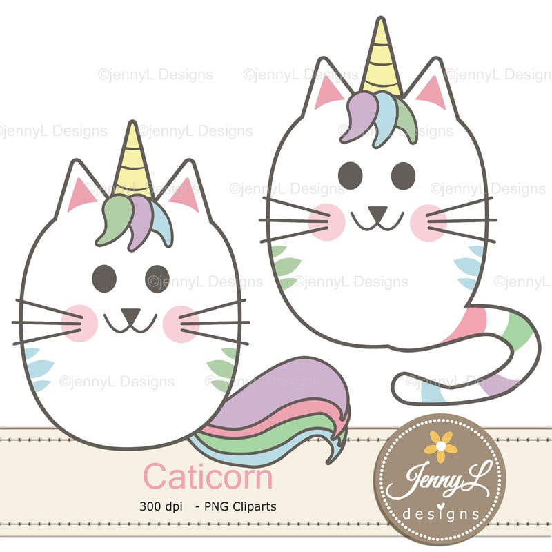 Caticorn Digital Papers Cat Clipart Unicorn Cat Kittycorn - Etsy
