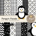 Penguin Digital Paper and Clipart, Winter Snow Penguins for Baby Shower ...