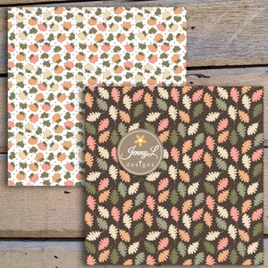 Fall SEAMLESS Digital Paper and Pumpkin Clipart, Fall Leaves for ...