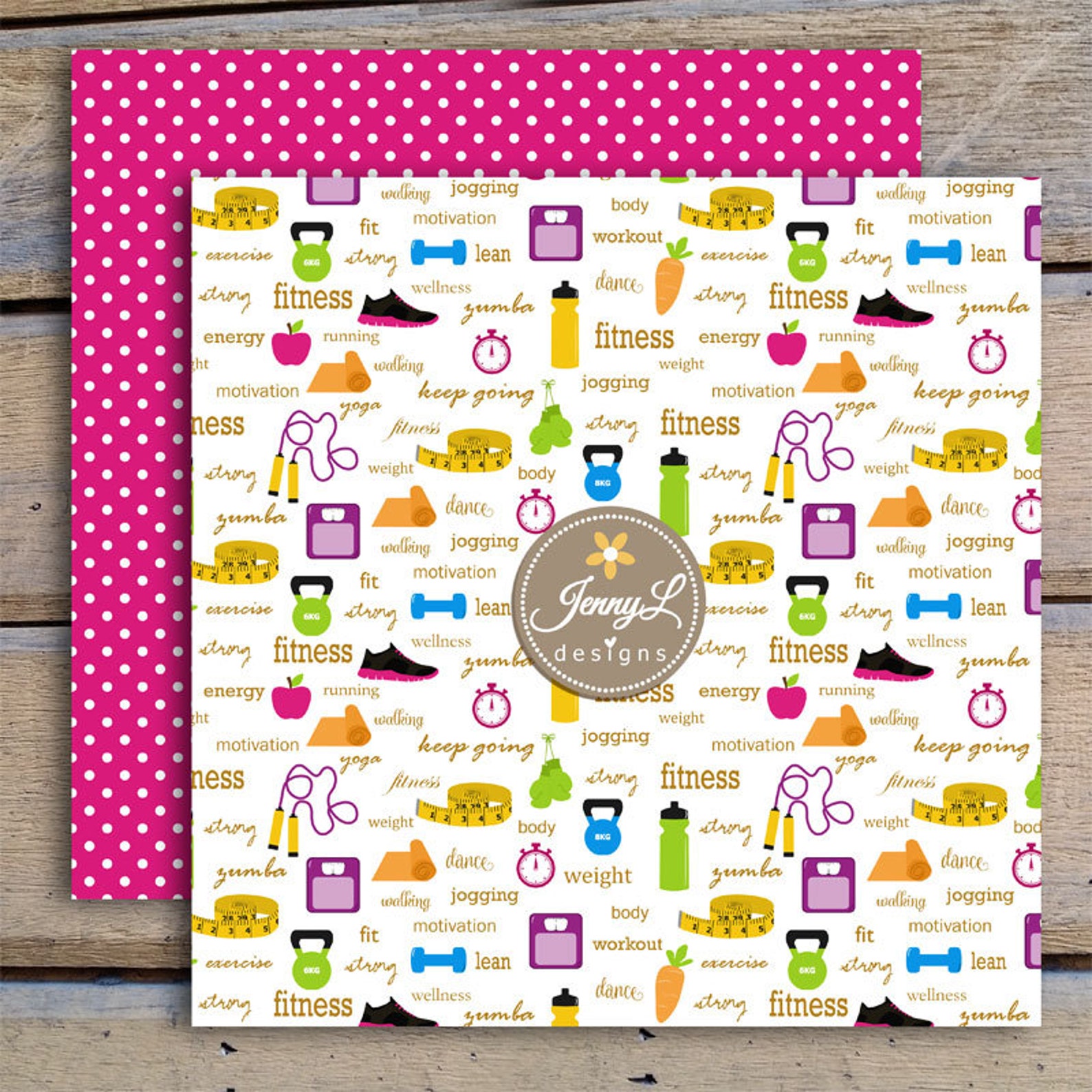 Fitness Digital Papers and Clipart SET Running Shoes | Etsy