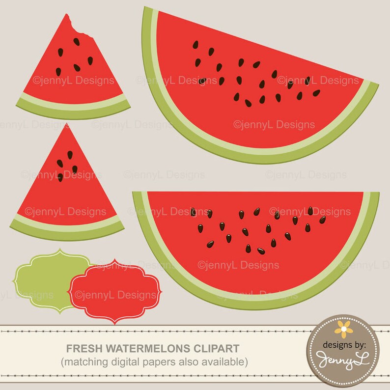 Watermelons Digital Papers and Clipart Summer Picnic Fruit - Etsy