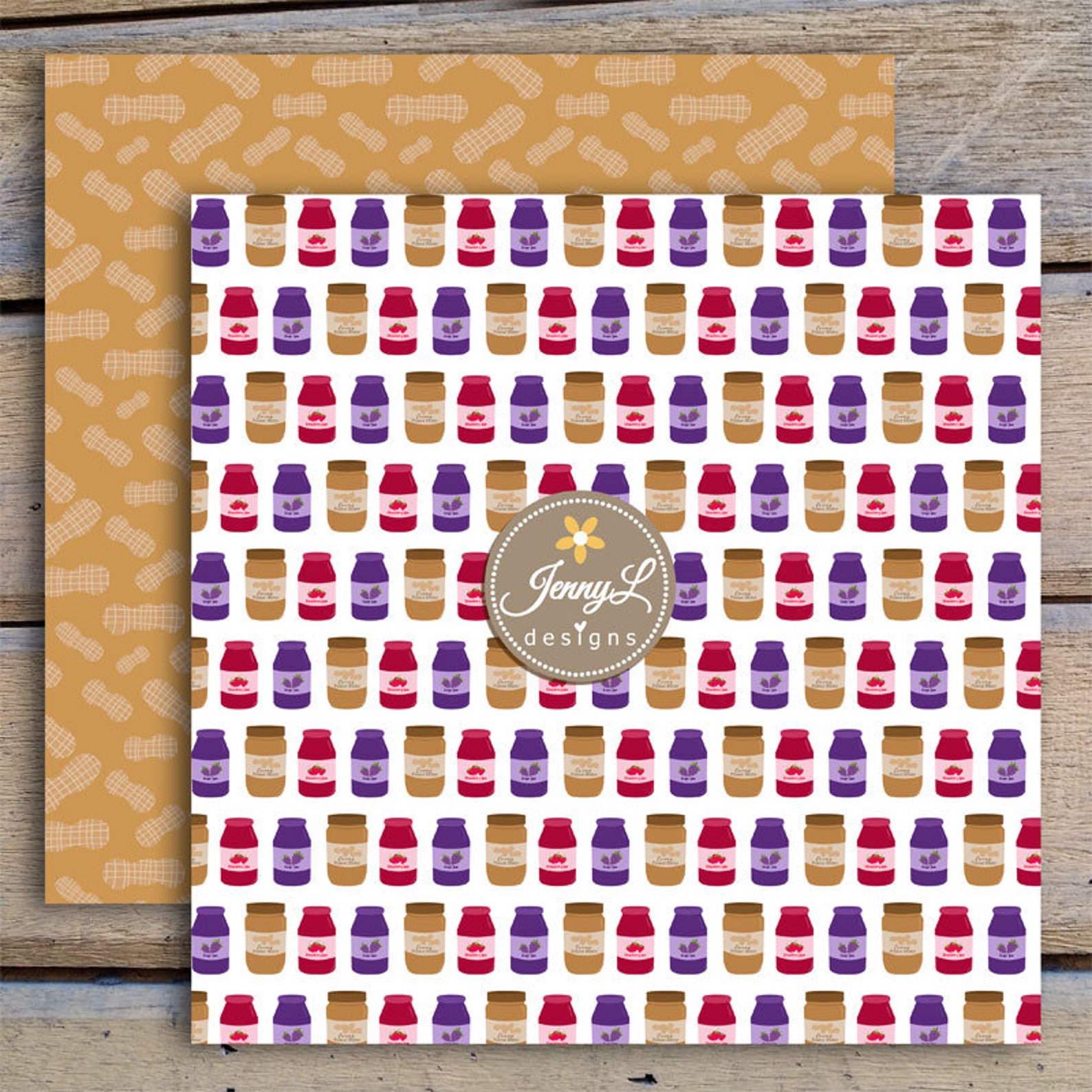 Peanut Butter and Jelly Digital Papers and Strawberry, Grape Jam ...