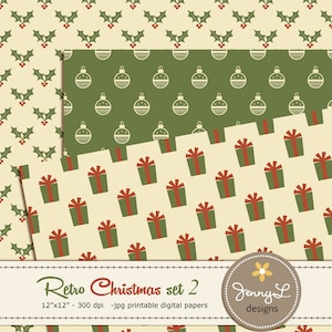 Retro Christmas, Christmas Digital Paper, Vintage Christmas Papers ...